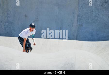 Tyler Edtmayer during mens park skateboard at the Olympics at Ariake ...