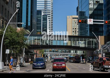 General view of an empty downtown Edmonton during Covid-19 pandemic. On ...