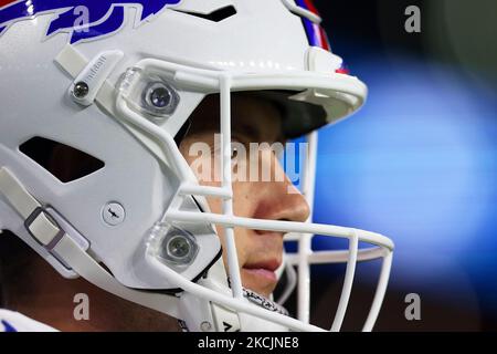 Buffalo Bills punter Matt Haack (3) makes a kick during the first half ...