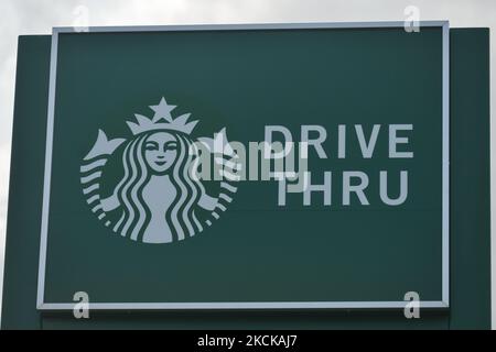 Starbucks Coffee sign. On Tuesday, 17 August 2021, in Edmonton, Alberta ...