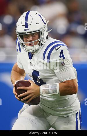 Indianapolis Colts quarterback Sam Ehlinger (4) with head coach Frank ...