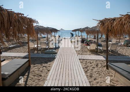 Daily life at the beach with tourists, mainly from the Balkans and ...