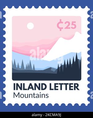 Inland letter with mountains landscape and price Stock Vector Image ...