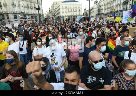LGBT activists protest against homophobic crimes in Madrid on 11st ...