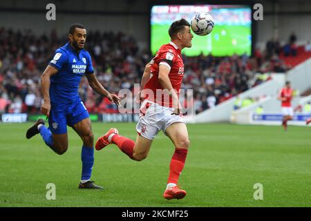 Joe Lolley of Nottingham Forest controls the ball during the Sky Bet ...