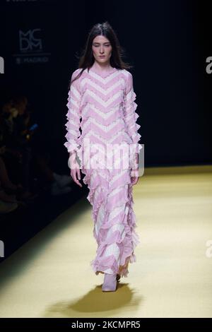 A model walks the runway at the Teresa Helbig fashion show during ...