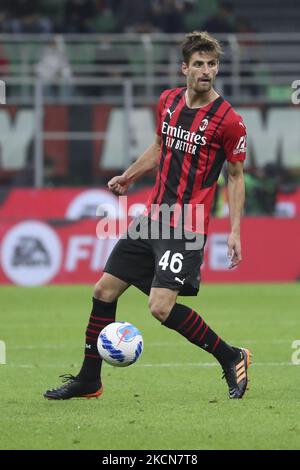 Matteo Gabbia of Ac Milan in action during the Serie A match beetween Ac Milan and Ss Lazio at ...