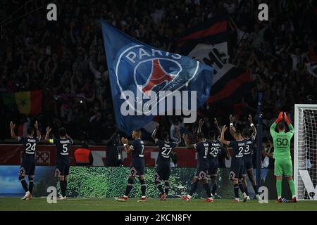 PSG players greet their supporters during the Ligue 1 Uber Eats match ...