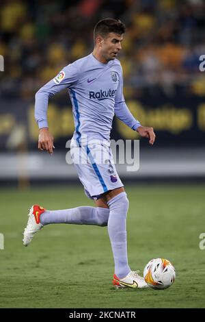 Gerard Pique of Barcelona runs with the ball during the UEFA Champions ...