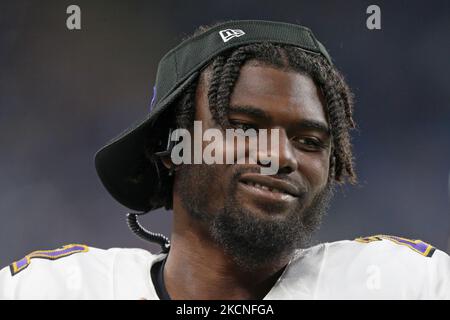Baltimore Ravens quarterback Tyler Huntley (5) an NFL football game ...