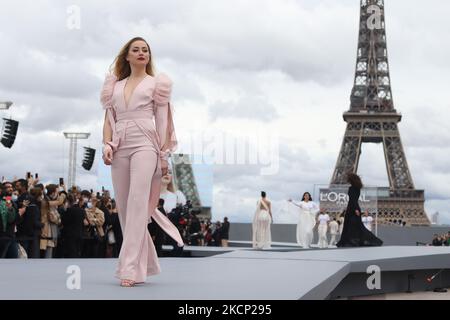 Amber Heard attends the "Le Defile L"Oreal Paris 2021" show as part of ...
