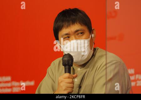 Director HAMAGUCHI Ryusuke answer from reporters question during the ...