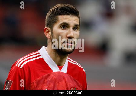 Aleksei Sutormin of Russia looks on during the warm-up ahead of the ...
