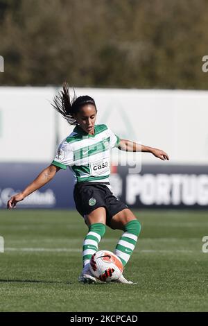 Brenda Perez In action during the match for Liga BPI between Sporting ...