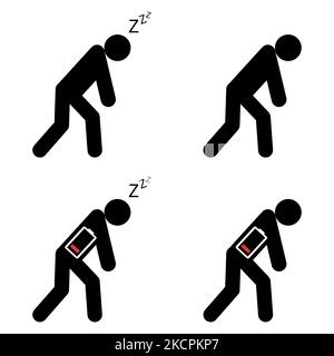 Set of Tired man icon, sleep emotion tired sign, bored concept symbol ...