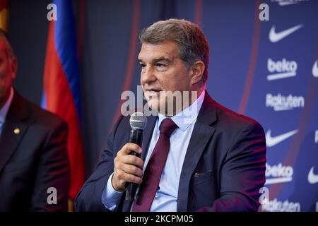 Joan Laporta during Pedri contract renewal signing ceremony as a FC ...