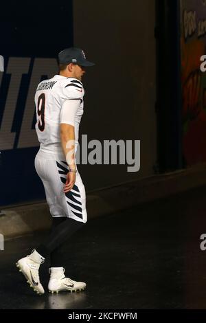 Cincinnati Bengals quarterback Joe Burrow pauses during an NFL football ...