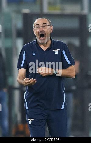 Maurizio Sarri manager of SS Lazio looks on during the Serie A match ...