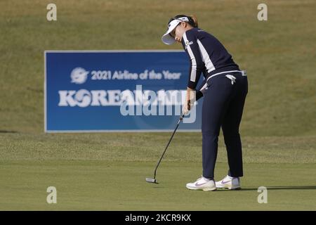 Hee Jeong Lim of South Korea action on the 12th green during an BMW ...