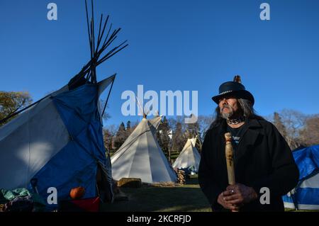 Johnny Lee of Driftpile First Nation, seen inside a 'sit-in' camp that ...