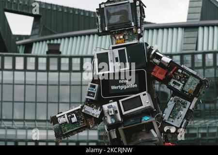 artist HA schult presents his new art installation "Wertgigant ...