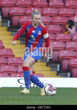 Annabel Johnson of Crystal Palace Women gets the ball in the chest ...