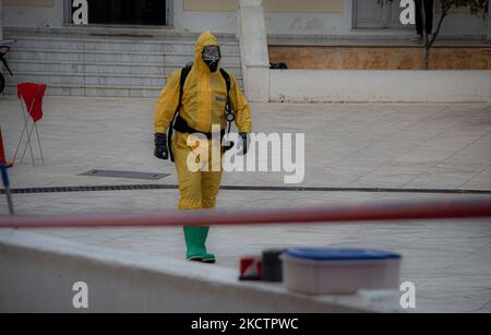 Pyrotechnicians of the Hellenic Fire Service with their special ...