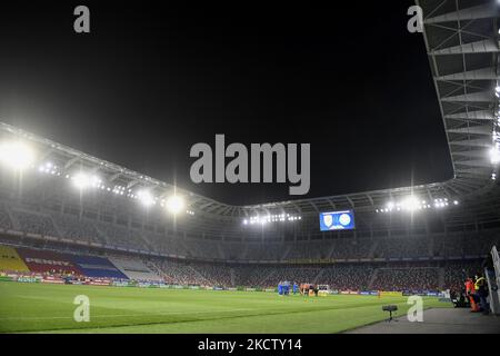 Nicolae Stanciu and Sveinn Aron Gudjohnsen in action during the FIFA ...