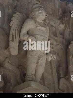 Winged Maya Warriors at Mayan ruins of Ek Balam, Yucatan, Mexico Stock ...