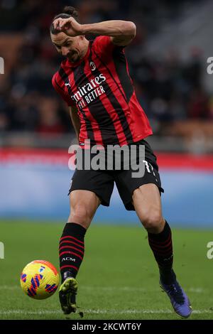 Zlatan Ibrahimovic of Ac Milan controls the ball during the Uefa ...