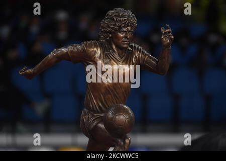 A statue of Diego Maradona is displayed to the fans prior the Serie A ...