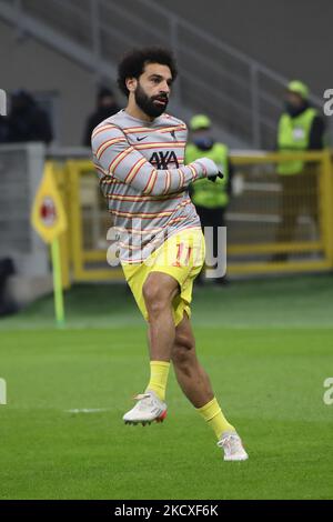 Milan, Italy . December 7, 2021, Mohamed Salah of Liverpool Fc and Theo ...
