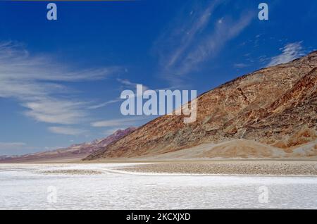 A view across Badwater Basin, Death Valley National Park, California ...