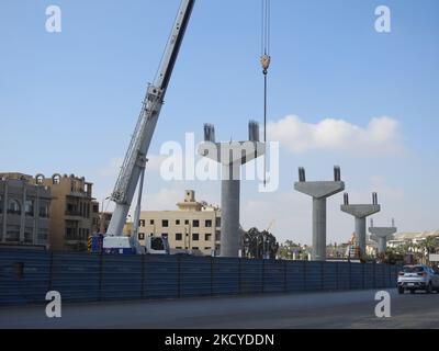 Cairo, Egypt, October 14 2022: Construction site of Cairo monorail ...