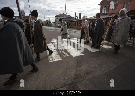 Koledari on 25 December 2021 in city Elin Pelin, Bulgaria. Koledari are ...
