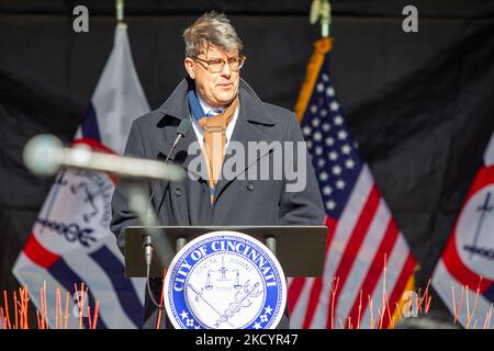 Cincinnati Councilman, Jeff Cramerding, is sworn into office during a ...