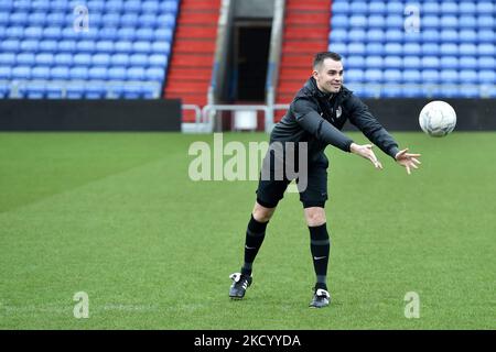 Referee Tom Neild calls off the Sky Bet League 2 match between Oldham ...