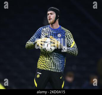 Ethan Wady of Chelsea during the pre-match warm-up during Carabao Cup ...