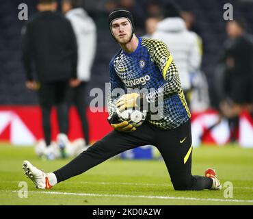 Ethan Wady of Chelsea during the pre-match warm-up during Carabao Cup ...