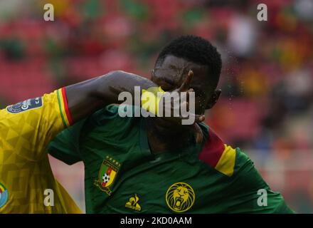 Martin Hongla of Cameroon and Aschalew Tamene of Ethiopia during Cameroon against Ethiopia ...
