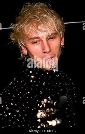 The singer Machine Gun Kelly during a performance on the first day of ...