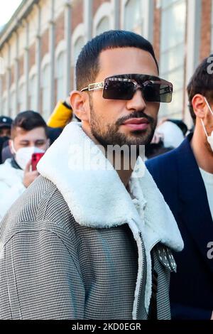 Mahmood arrives at Fendi during the MFW 2022 in Milan, Italy, on 15 ...