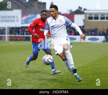 L-R Nathan Ralph of Southend United Dagenham & Redbridge's Dean Rance ...