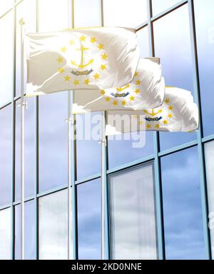 State of Rhode Island and Providence Plantations flag on autumn wooden ...