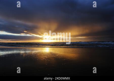 General view of Gaza Beach during Sunset, on 24, September,2021. (Photo ...