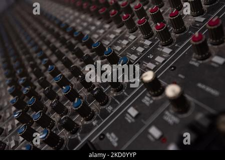 Used old dusty Music Studio Dials, Knobs, Switches and Sliders Stock ...