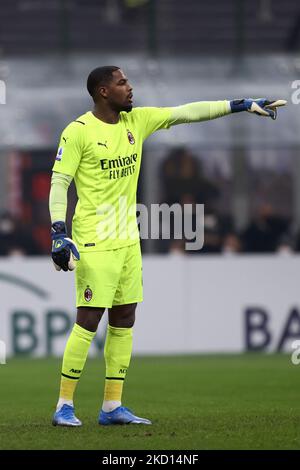 Mike Maignan of AC Milan gestures during Serie A 2025/26 football match ...