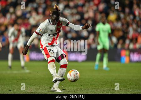 Pathe Ciss of Rayo Vallecano in action during the Spanish League ...