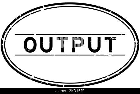 Grunge black output word oval rubber seal stamp on white background ...