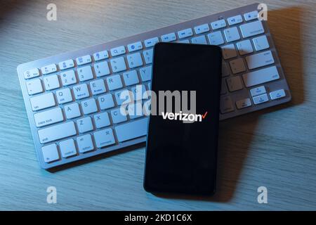 Photo illustration of a the Verizon logo and an airplane illustration ...